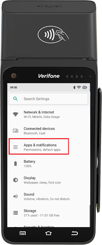 How to force stop a payment application on a Verifone T650p – VostroPay